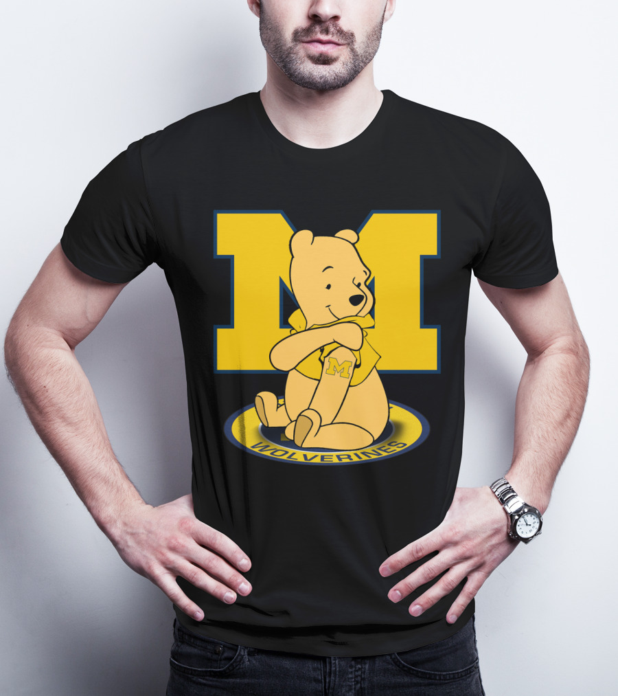 Pooh Bear Michigan Wolverines M Logo T-Shirt