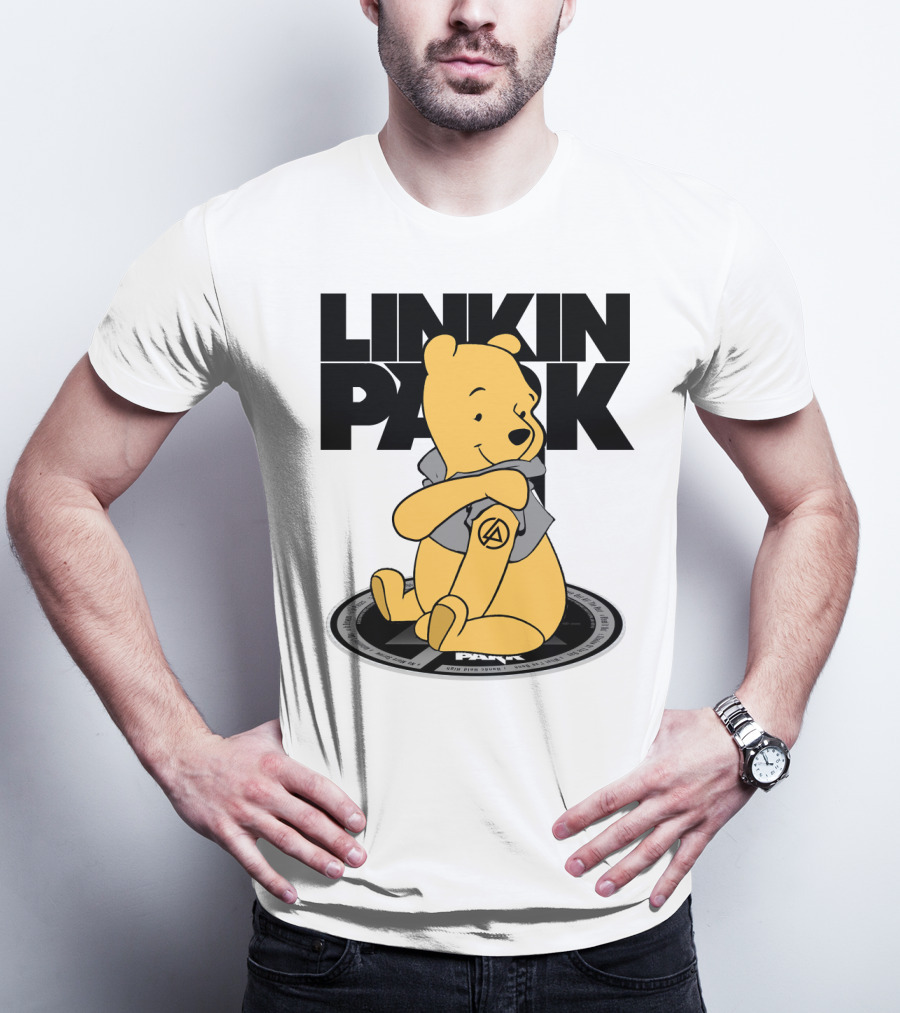 Linkin Park Pooh Bear Cuddling With Iconic T-Shirt