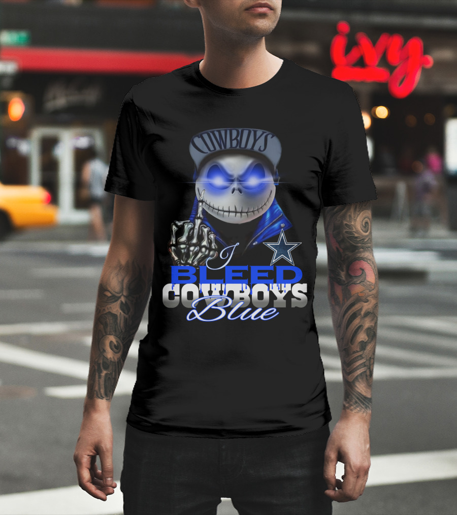 I Bleed Cowboys Blue Jack Skellington T-Shirt