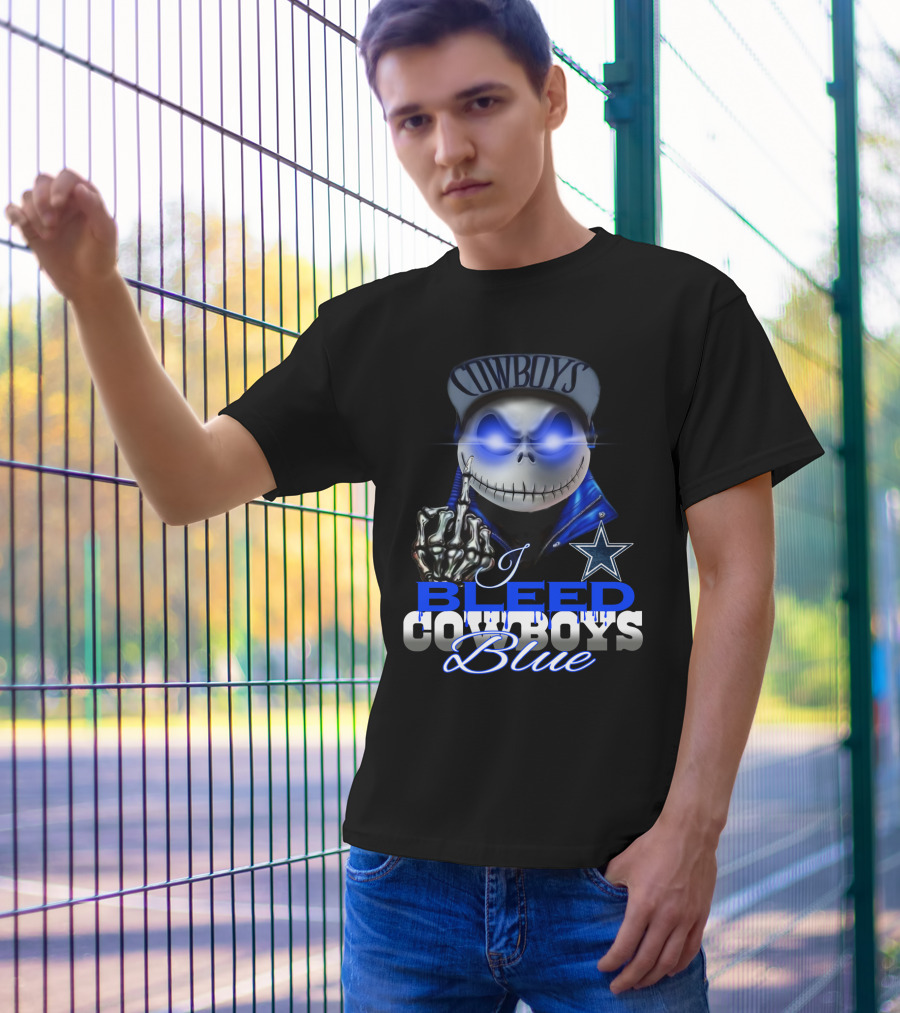 I Bleed Cowboys Blue Jack Skellington T-Shirt