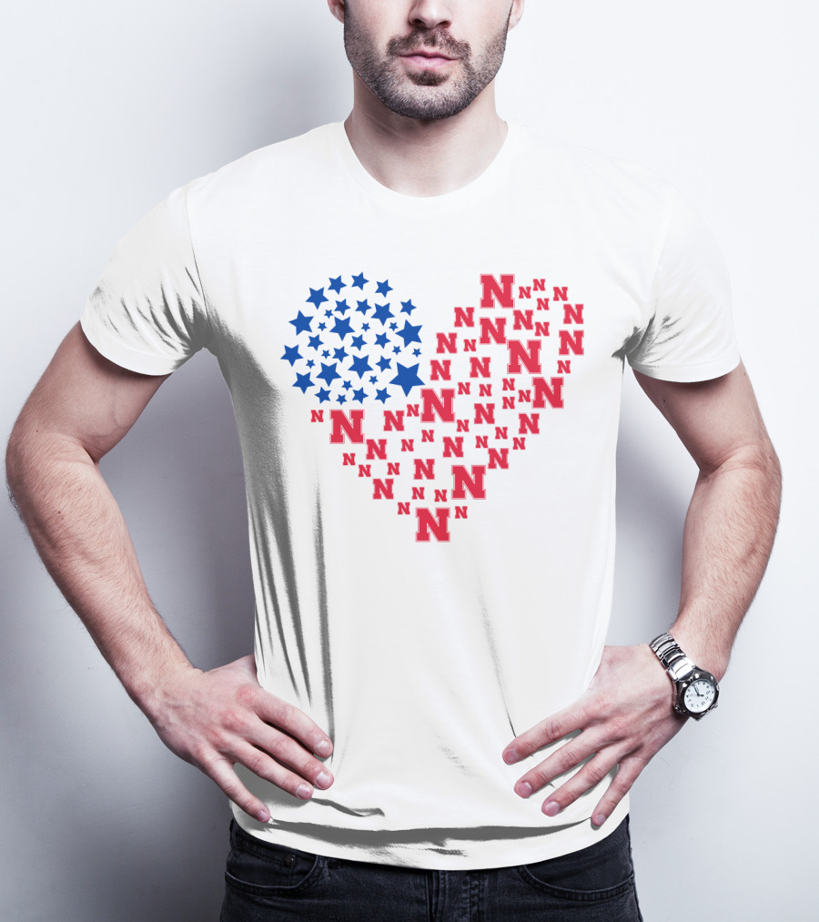 Heartflag Ncaa 19 Nebraska Red N Blue Stars T-Shirt