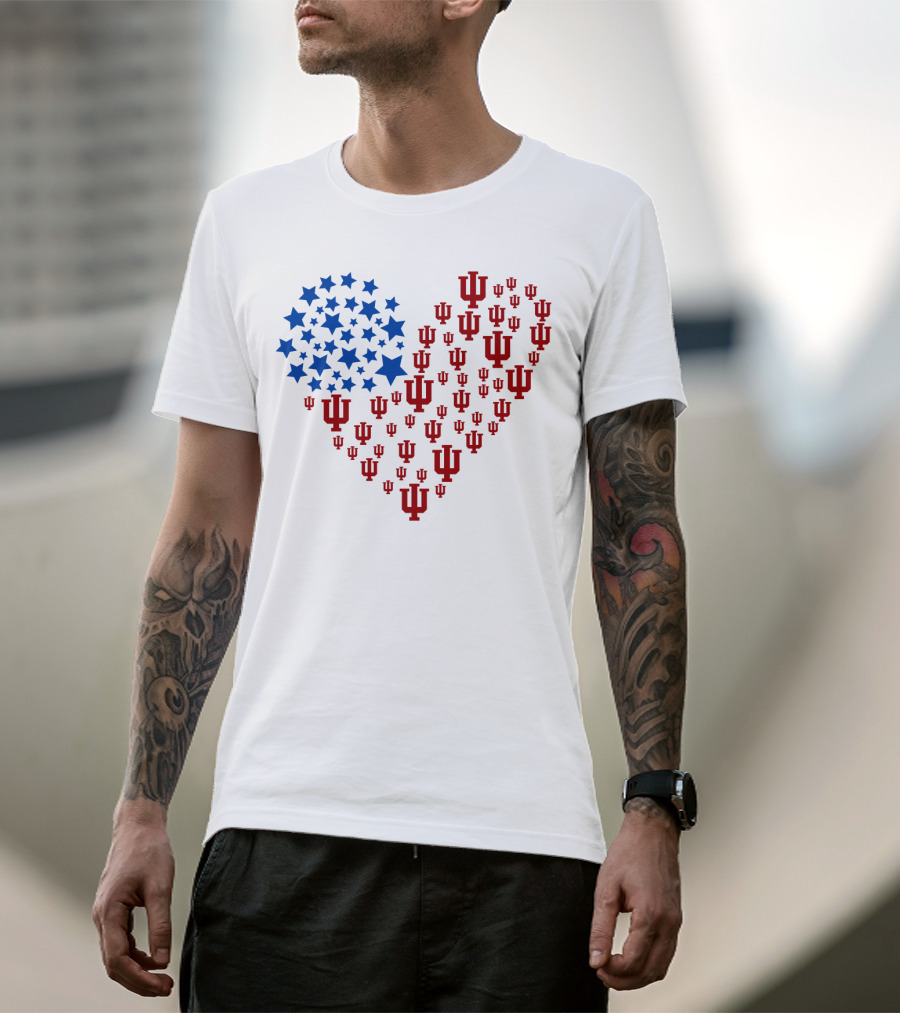 Heartflag Indiana University Stars And Iu Logo Ncaa T-Shirt