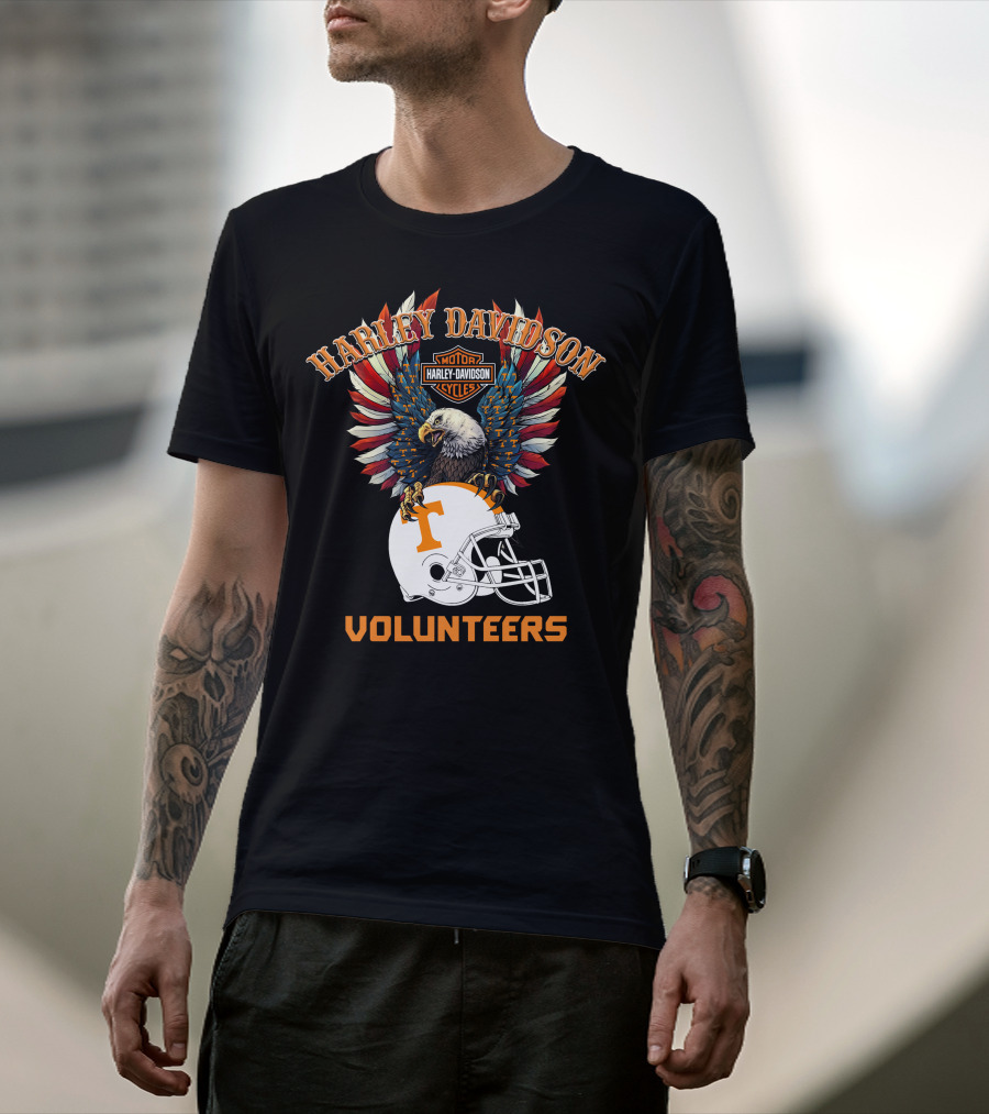 Harley Davidson Motor Cycles Volunteers Bald Eagle Helmet T-Shirt