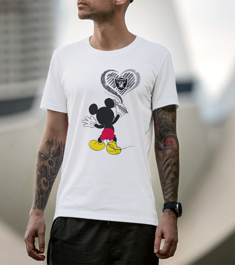 Mickey Drawing Raiders Heart 23-Oakland Raiders T-Shirt