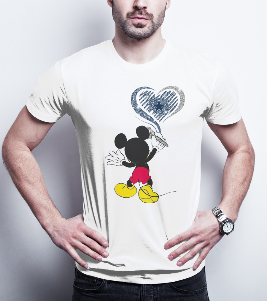 Mickey Painting Dallas Cowboys Heart Star T-Shirt