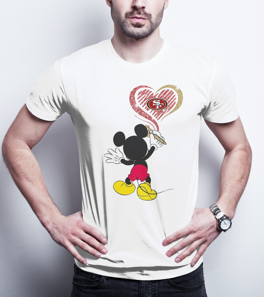 Mickey Mouse Painting San Francisco 49ers Heart T-Shirt