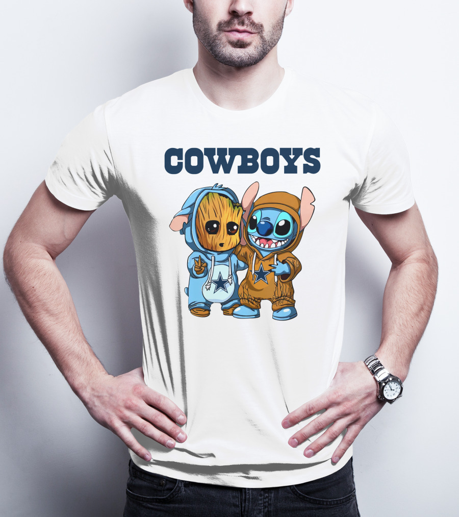 Cowboys Groot Stitch NFL Disney Collaboration T-Shirt