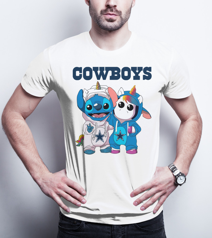 Cowboys Stitch And Unicorn In Blue Star Hoodies T-Shirt