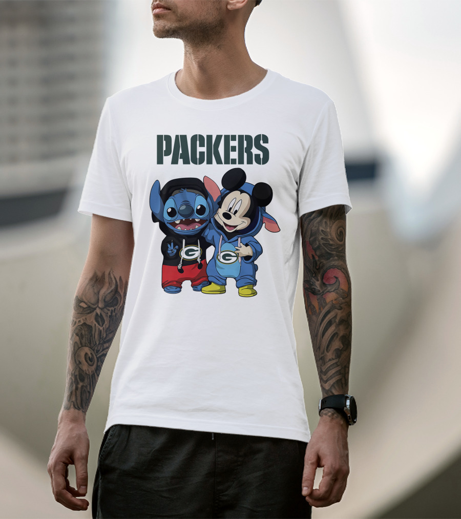 Packers Green Bay Stitch And Mickey Hoodie Characters T-Shirt