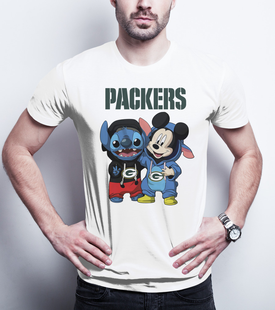 Packers Green Bay Stitch And Mickey Hoodie Characters T-Shirt