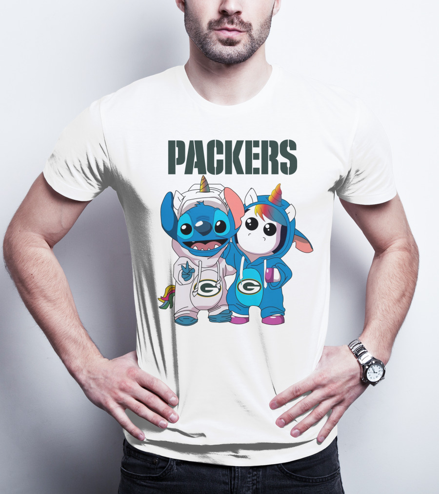 Packers Stitch And Unicorn Fans In Team Gear T-Shirt