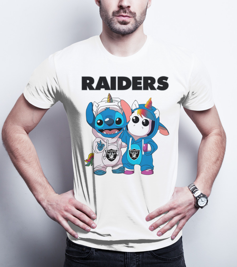 Raiders Stitch And Unicorn In Team Hoodies T-Shirt