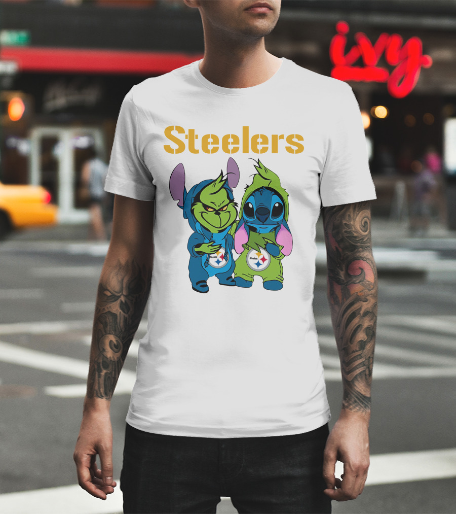 Grinch And Stitch Steelers Fans T-Shirt