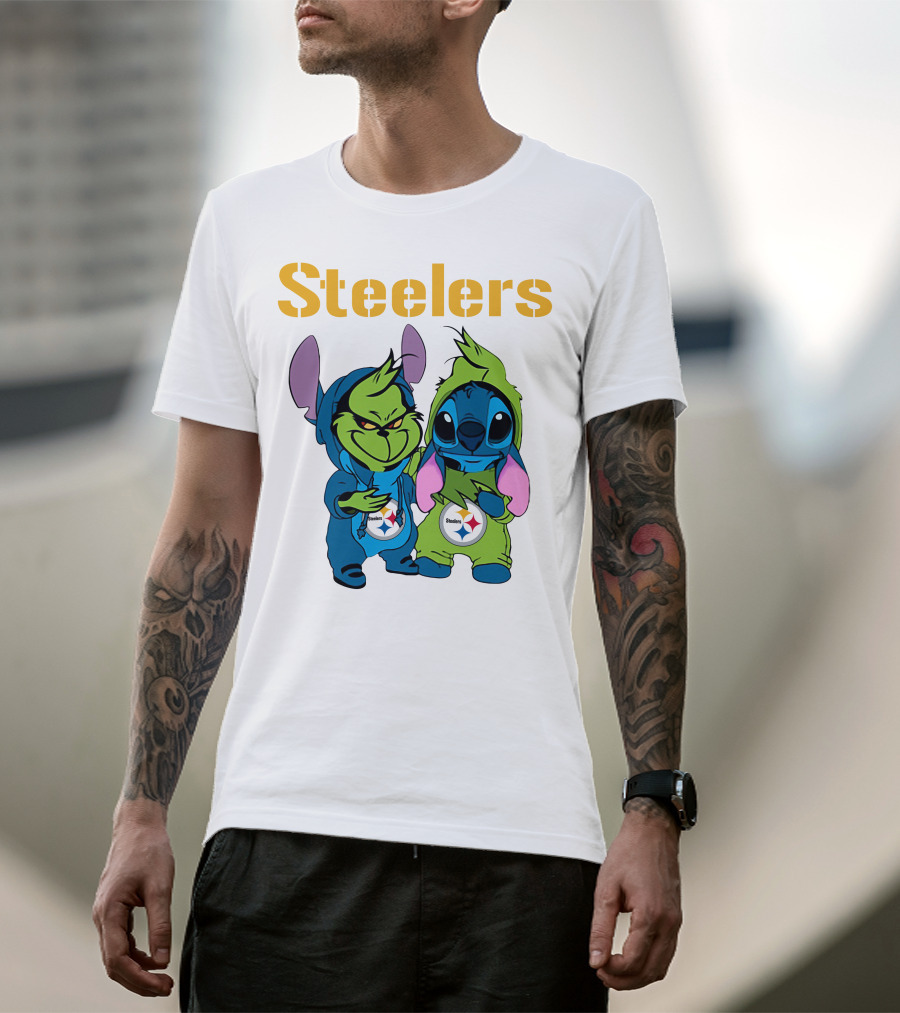 Grinch And Stitch Steelers Fans T-Shirt