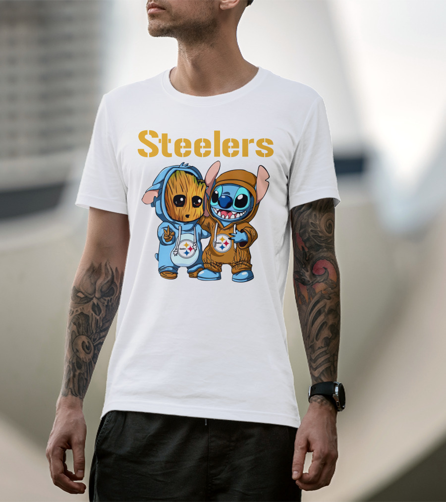 Steelers Groot And Stitch NFL25 Disney T-Shirt