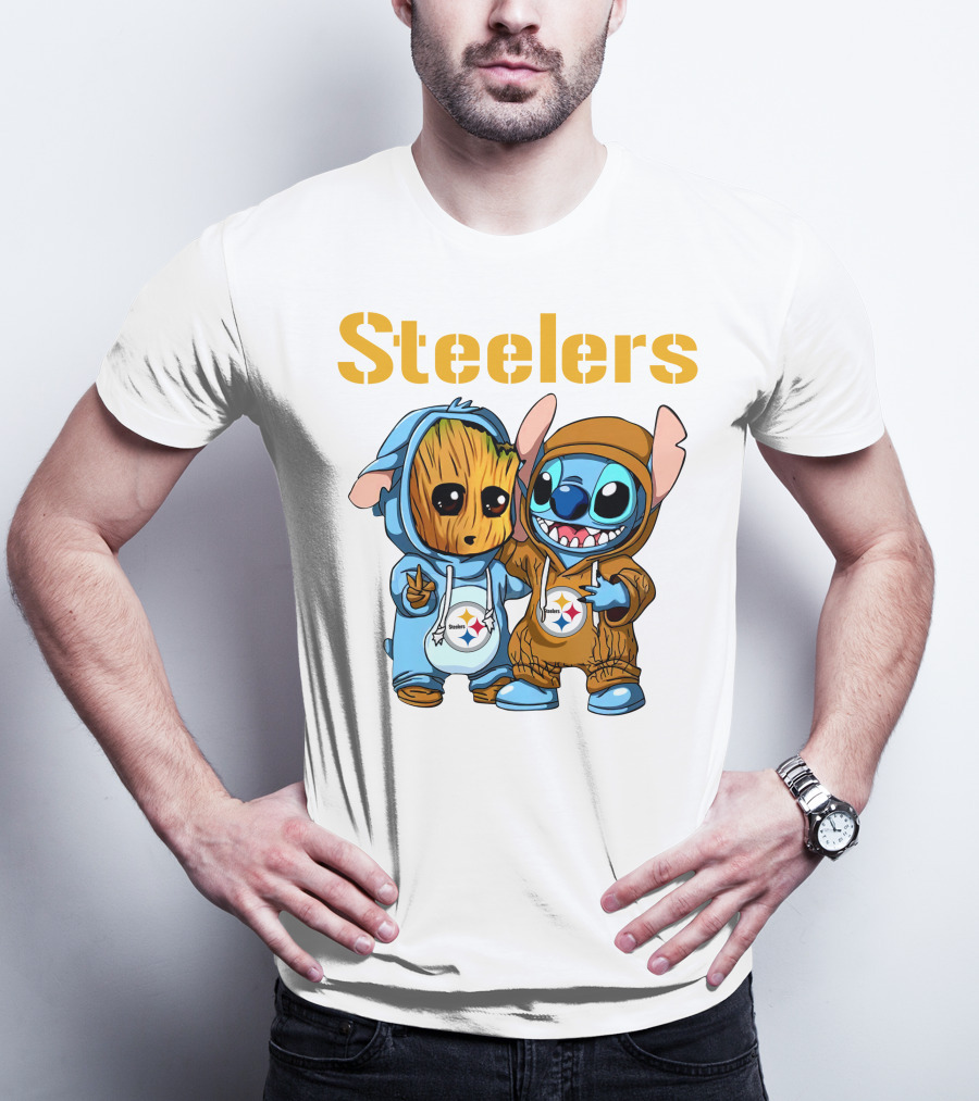 Steelers Groot And Stitch NFL25 Disney T-Shirt