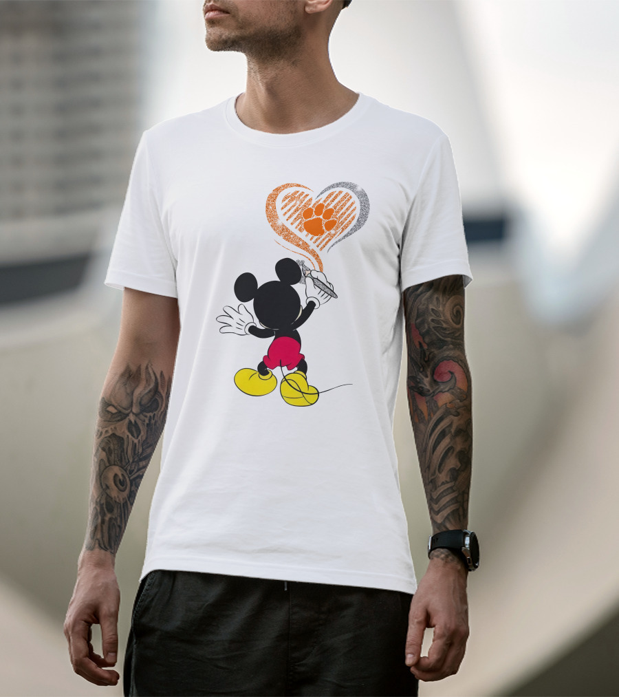 Mickey Mouse Heart Clemson Paw Print T-Shirt