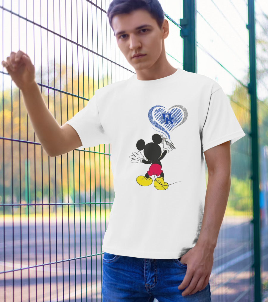 Mickey Uk Heart Drawing Kentucky Wildcats Ncaa T-Shirt