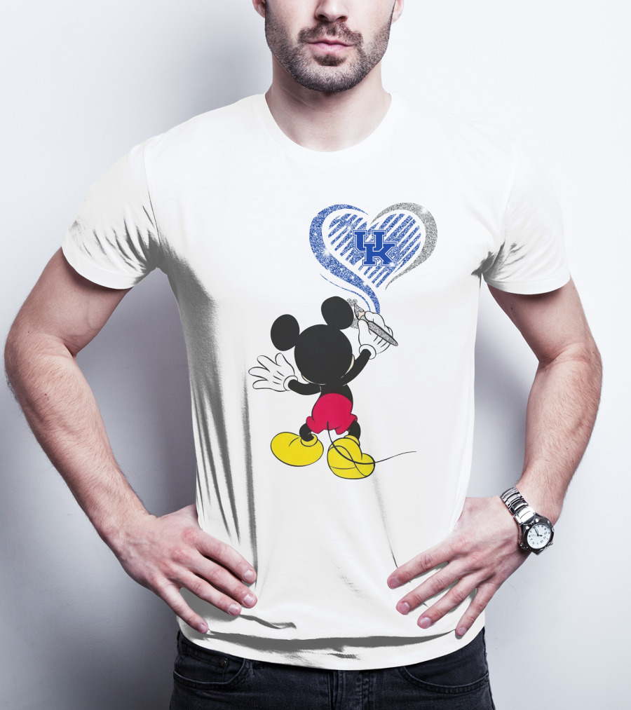 Mickey Uk Heart Drawing Kentucky Wildcats Ncaa T-Shirt