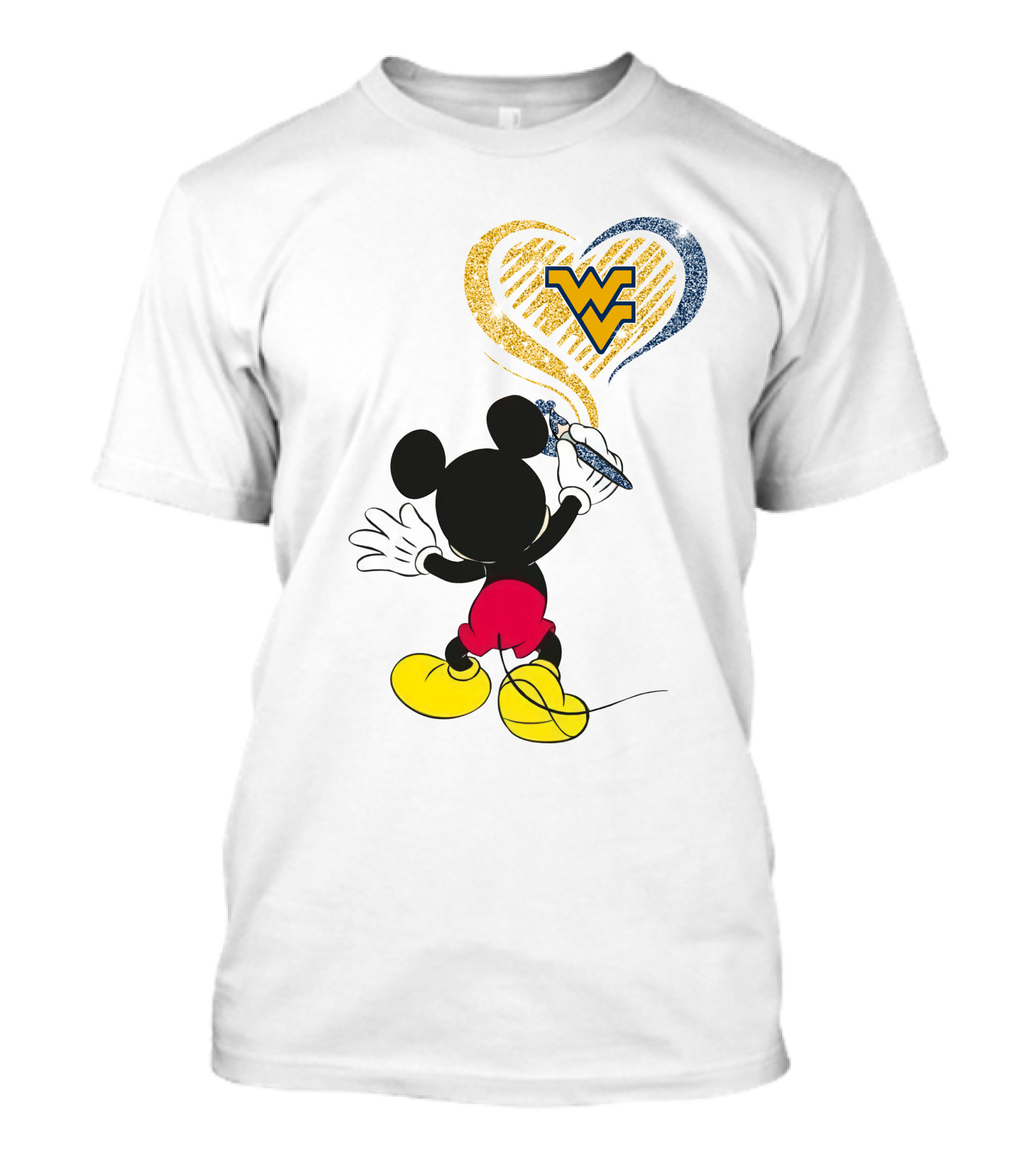 Mickey Drawing Wvu Heart T-Shirt