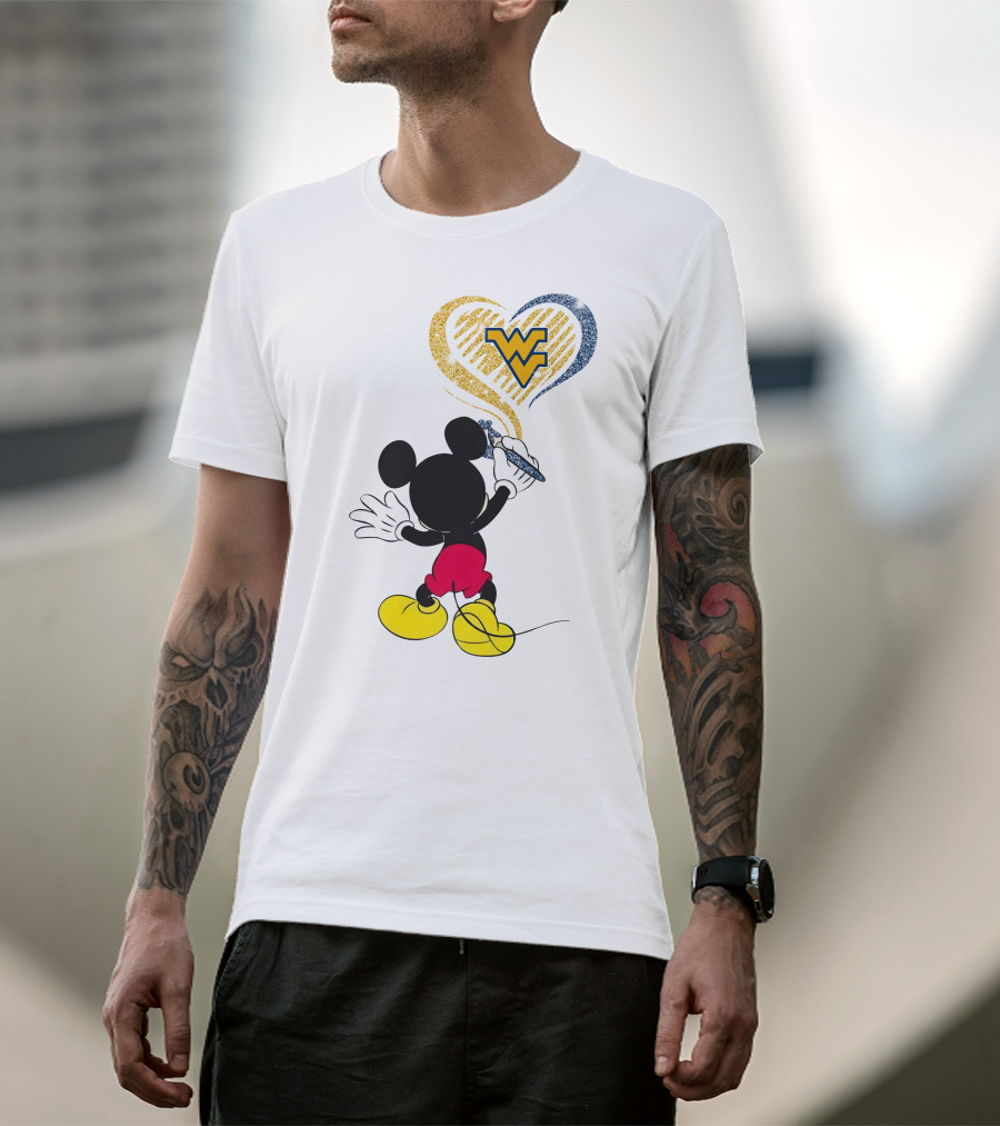 Mickey Drawing Wvu Heart T-Shirt