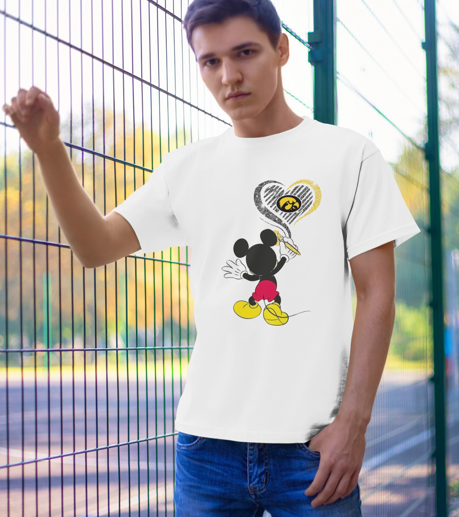 Mickey Mouse Iowa Hawkeyes Heart T-Shirt