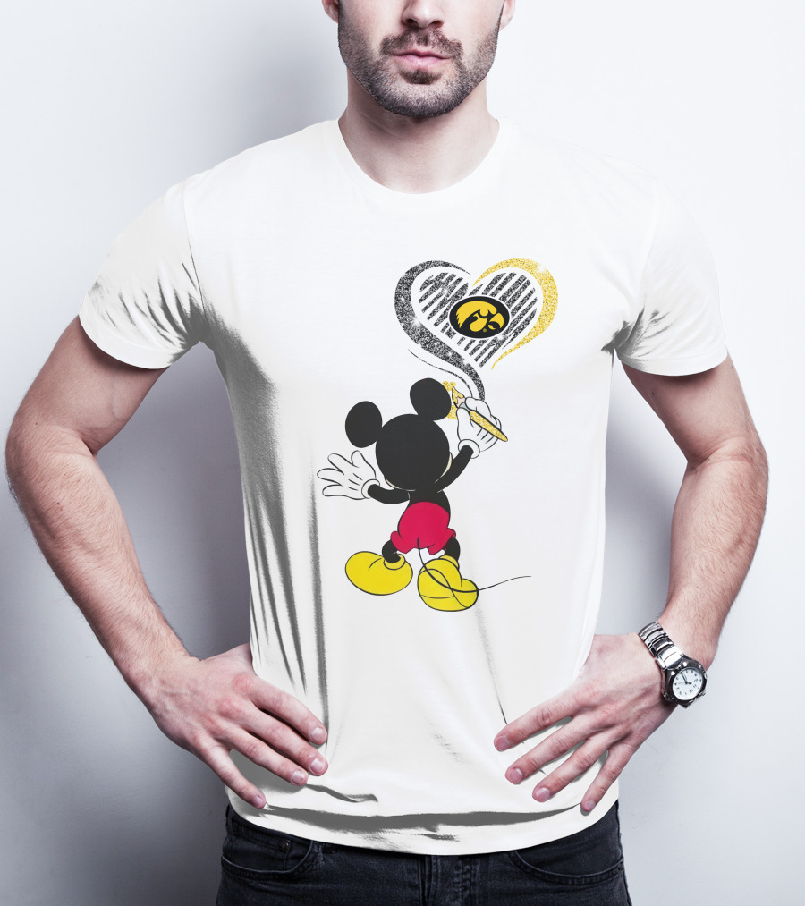 Mickey Mouse Iowa Hawkeyes Heart T-Shirt