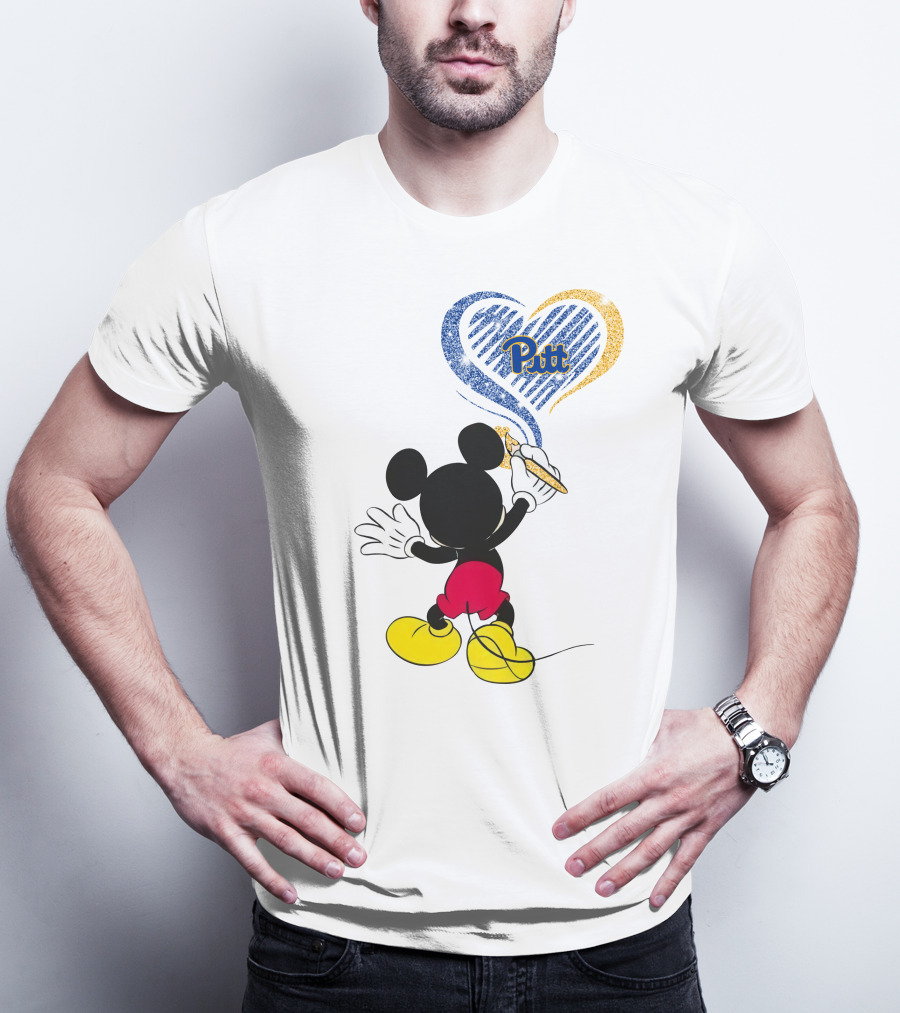 Pitt Panthers Mickey Mouse Heart Art T-Shirt