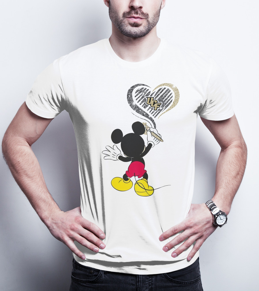 Ucf Knights Mickey Mouse Heart Drawing T-Shirt