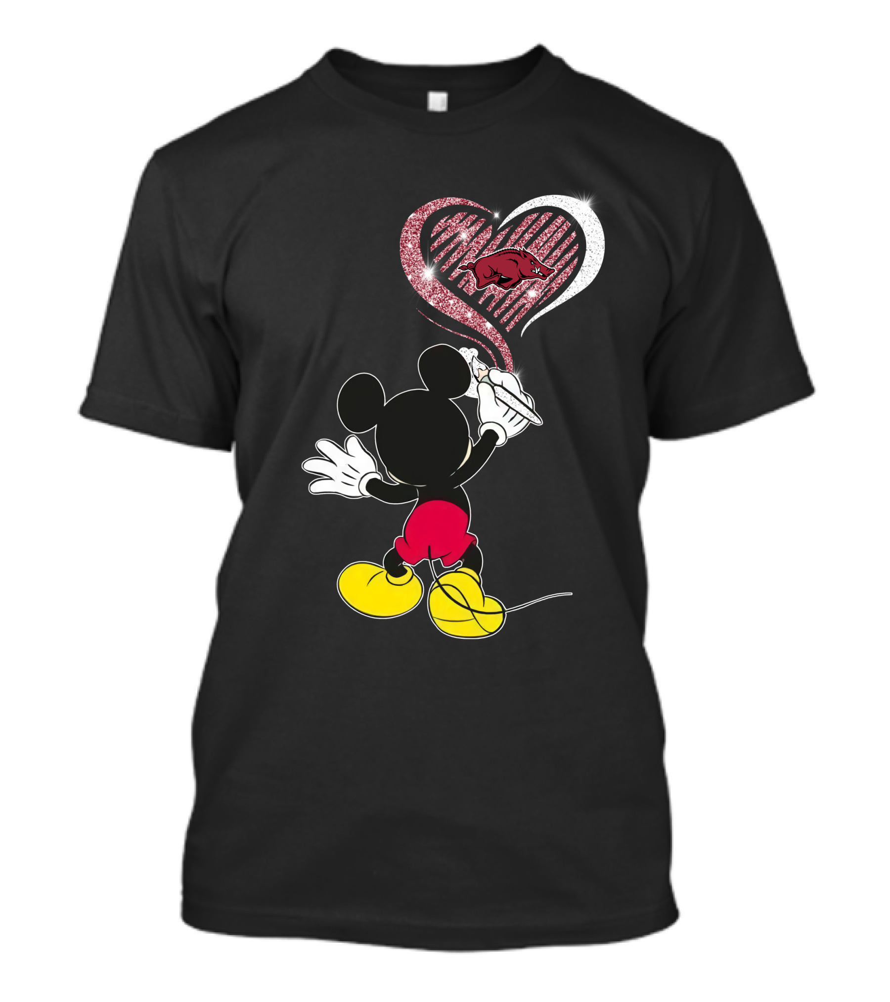 Mickey Arkansas Razorbacks Heart Drawing 22 T-Shirt