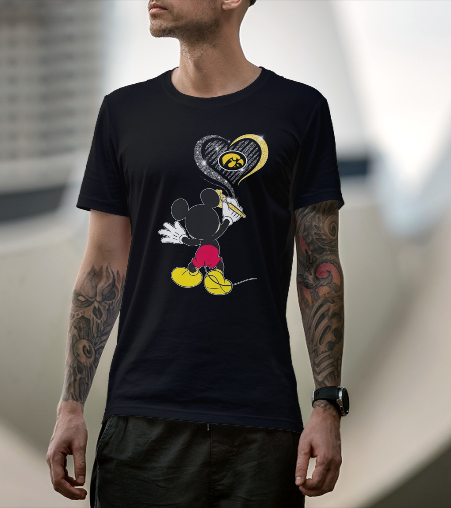 Mickey Painting Iowa Hawkeyes Heart T-Shirt