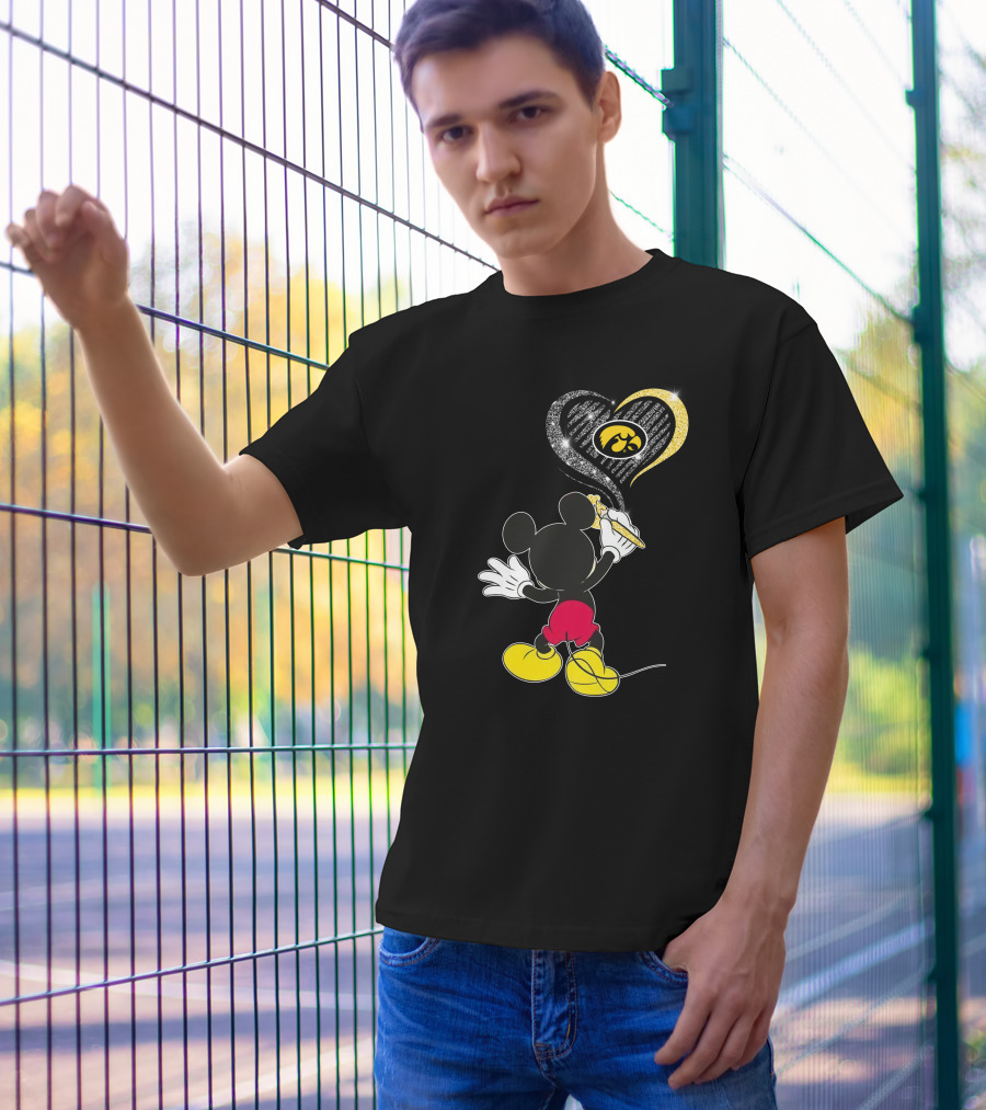 Mickey Painting Iowa Hawkeyes Heart T-Shirt