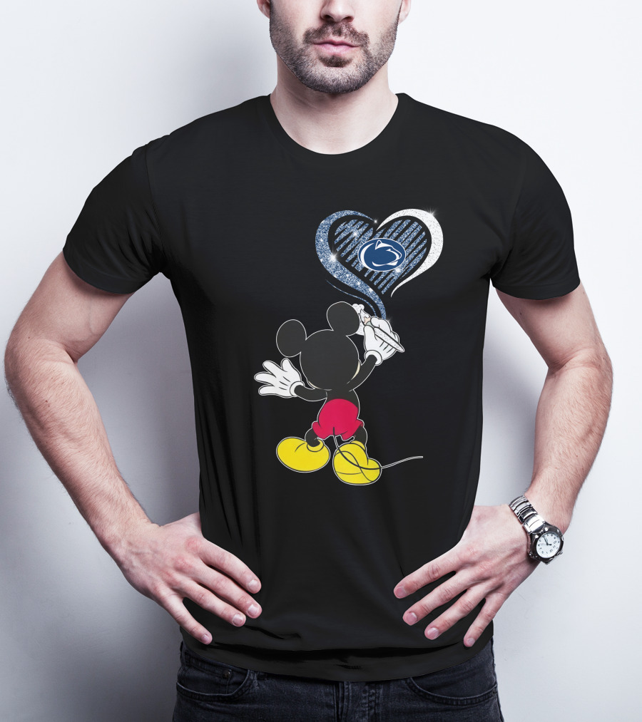 Mickey Mouse Draws Heart With Penn State Nittany Lions T-Shirt