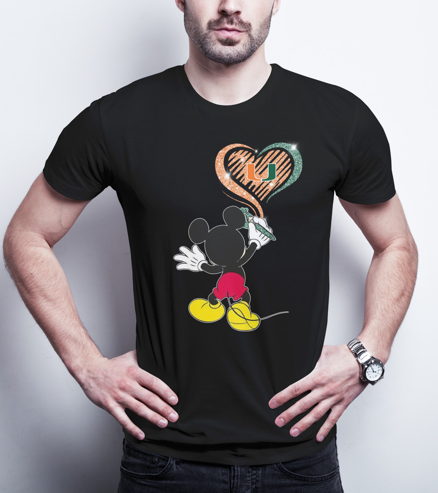 36 Miami Hurricanes Heart U Vintage Mouse T-Shirt