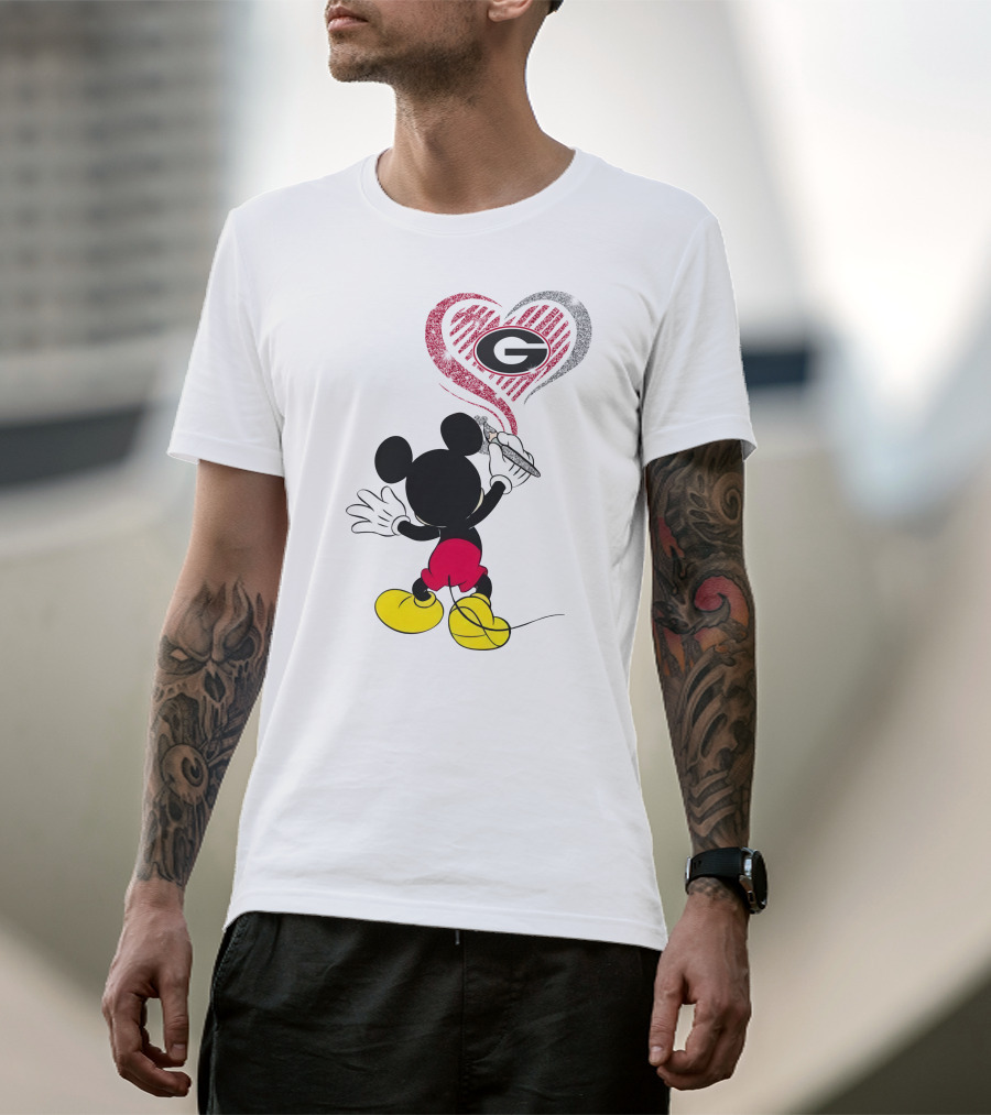 Mickey Ncaa Georgia Bulldogs Heart T-Shirt