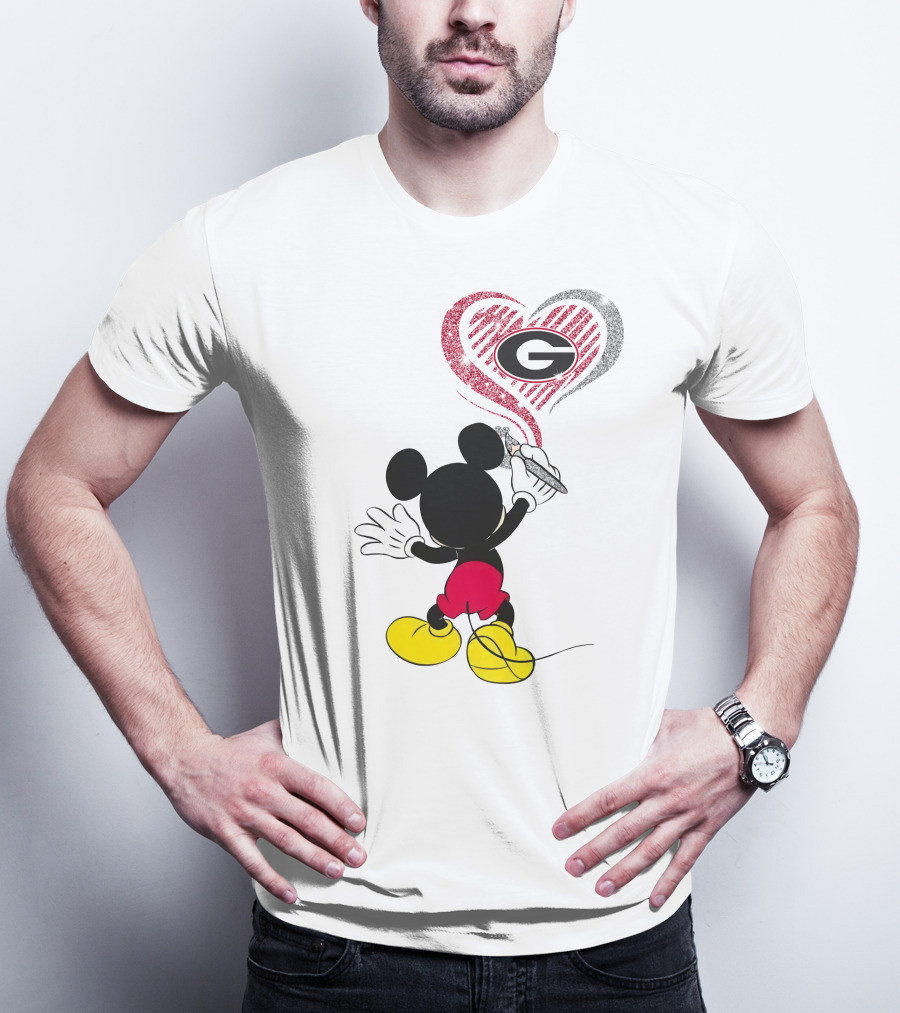 Mickey Ncaa Georgia Bulldogs Heart T-Shirt
