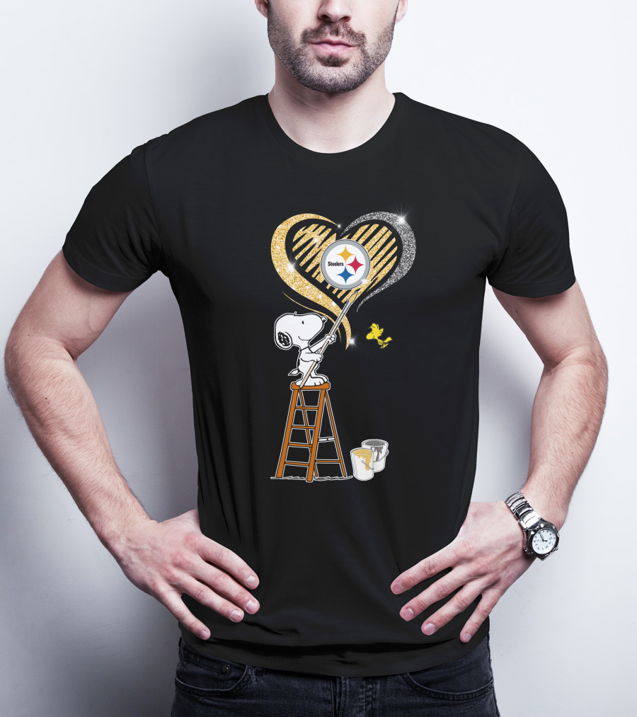 Snoopy Pittsburgh Steelers Heart Painting T-Shirt