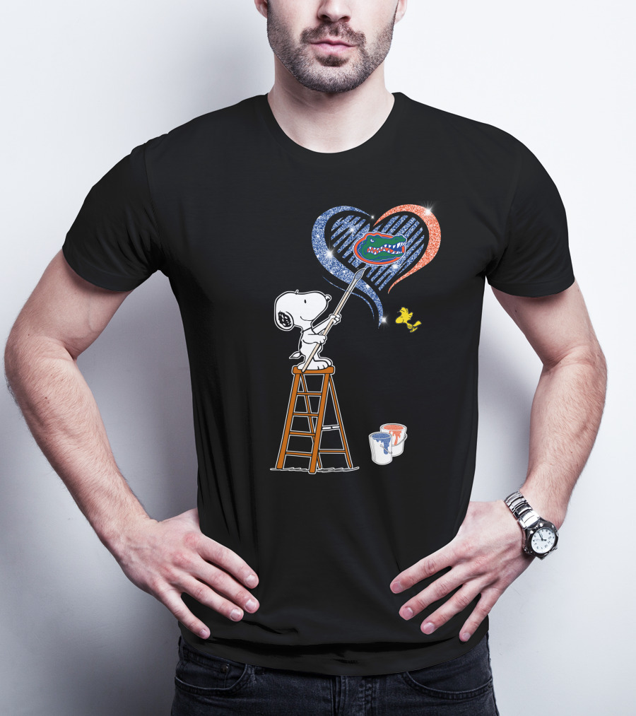 Snoopy Florida Gators Painting Heart With Snoopy And Woodstock T-Shirt