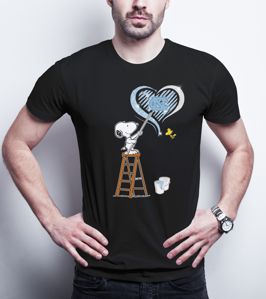Snoopy Painting Unc Heart With Woodstock T-Shirt