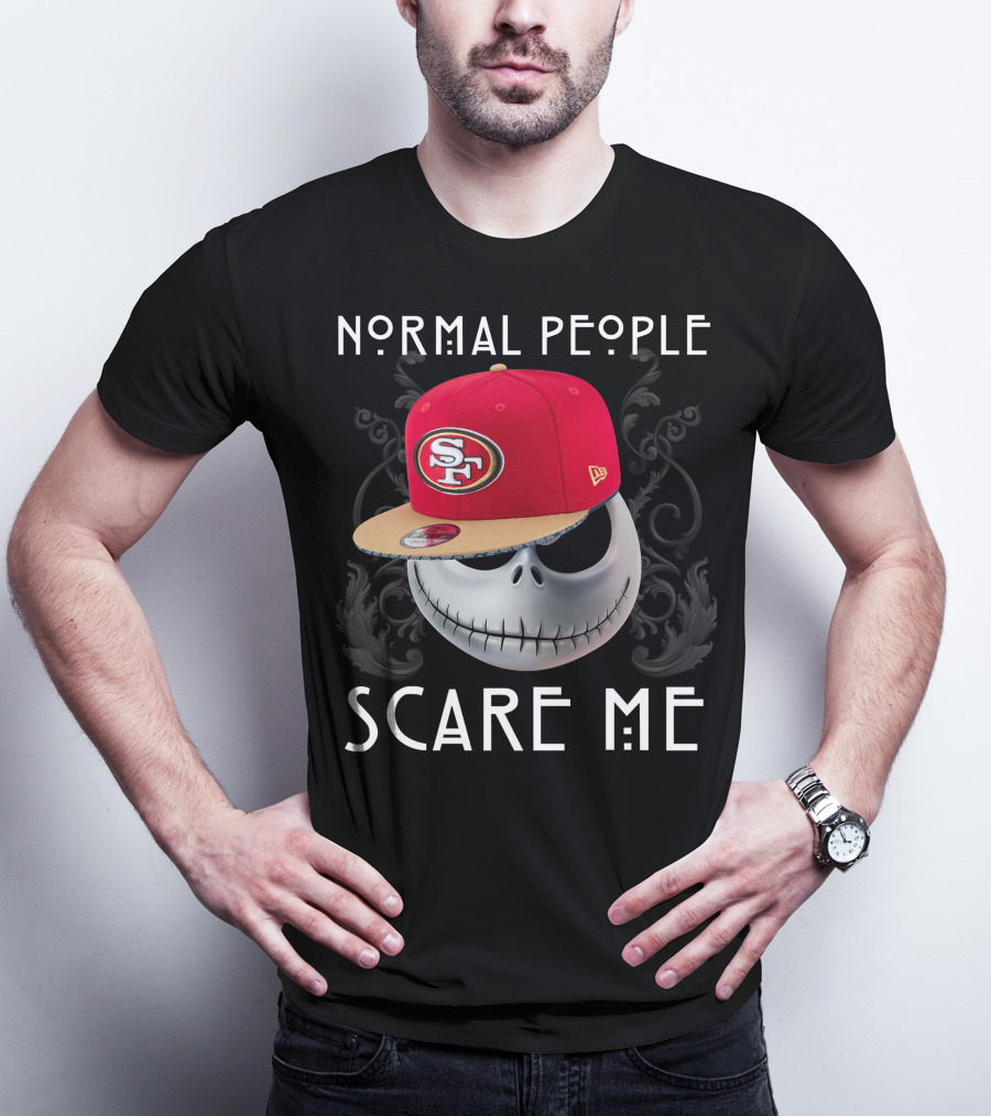 San Francisco 49ers Normal People Scare Me Jack Skellington Hat T-Shirt