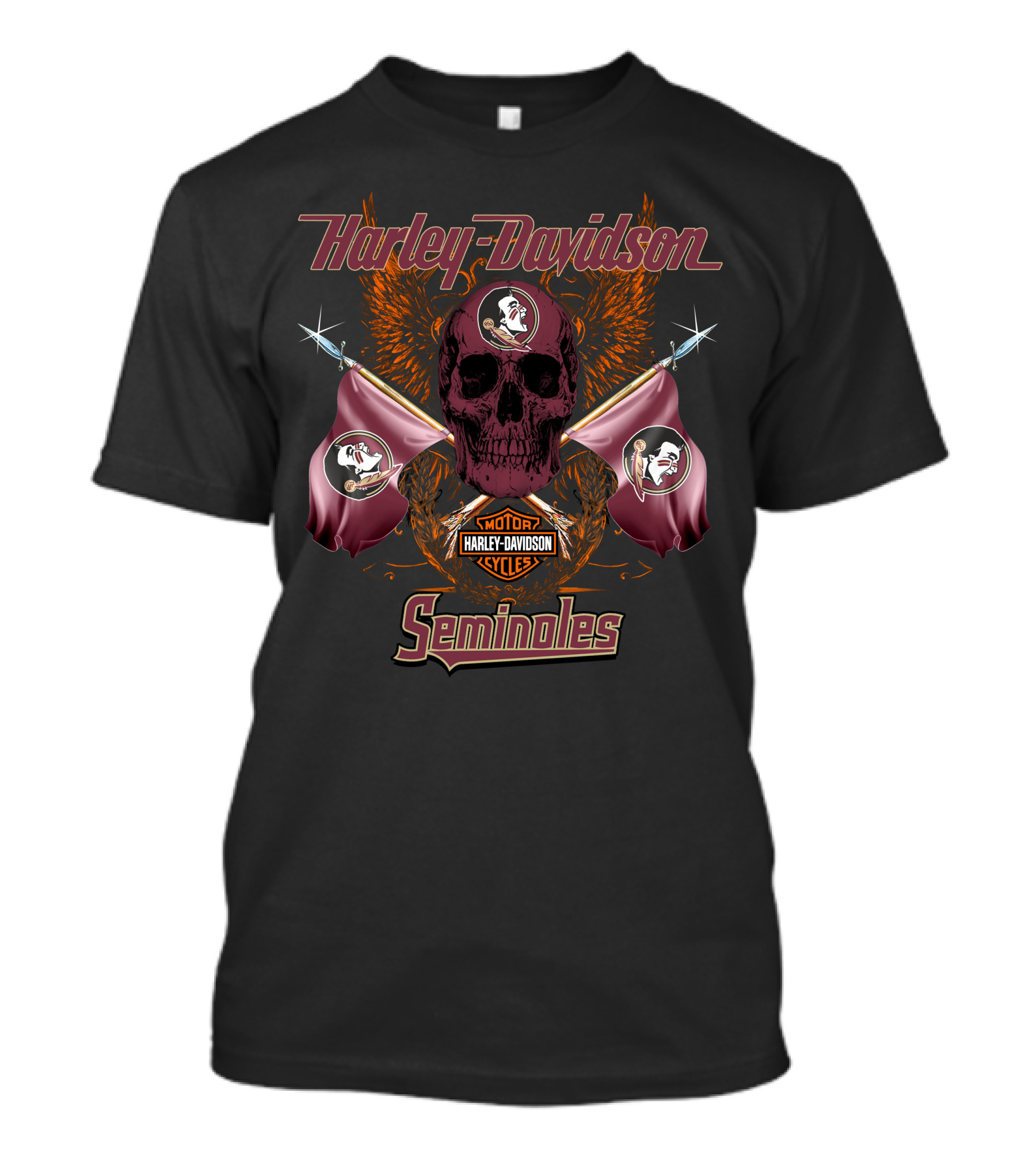 Harley Davidson Seminoles Skull Flags T-Shirt