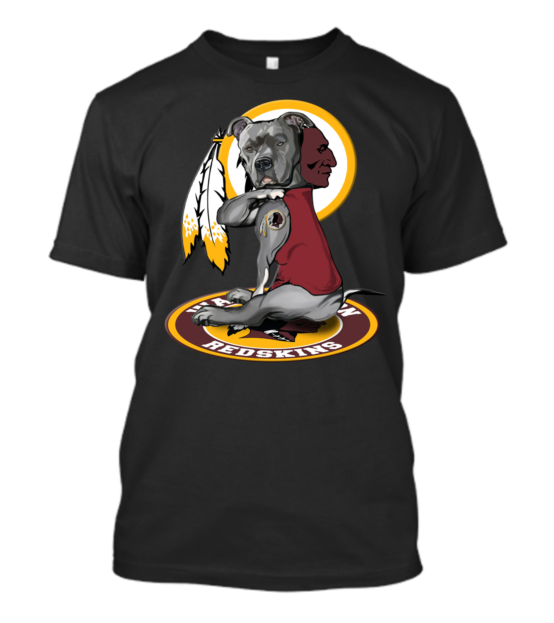 Washington Redskins Dog With Feather T-Shirt