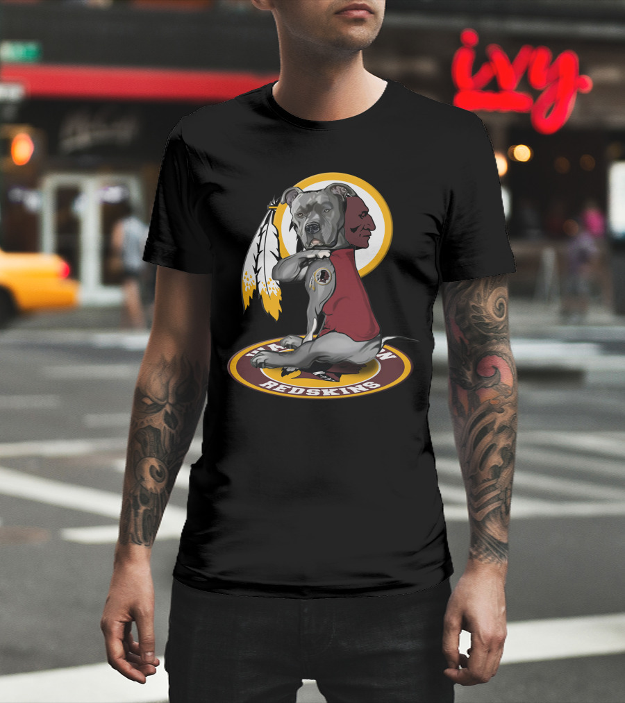 Washington Redskins Dog With Feather T-Shirt