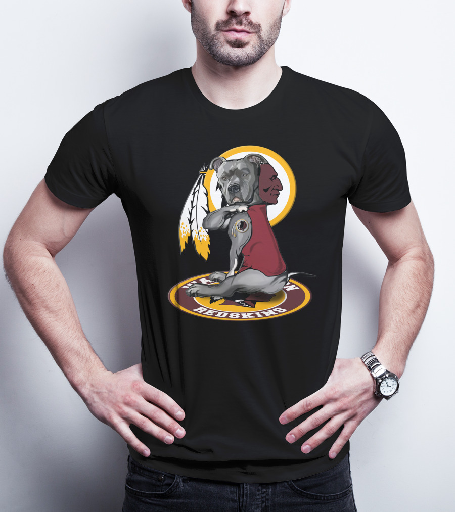 Washington Redskins Dog With Feather T-Shirt