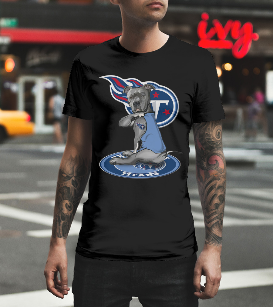 Tennessee Titans Dog With Logo And Stars T-Shirt
