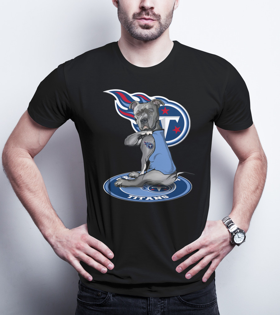 Tennessee Titans Dog With Logo And Stars T-Shirt