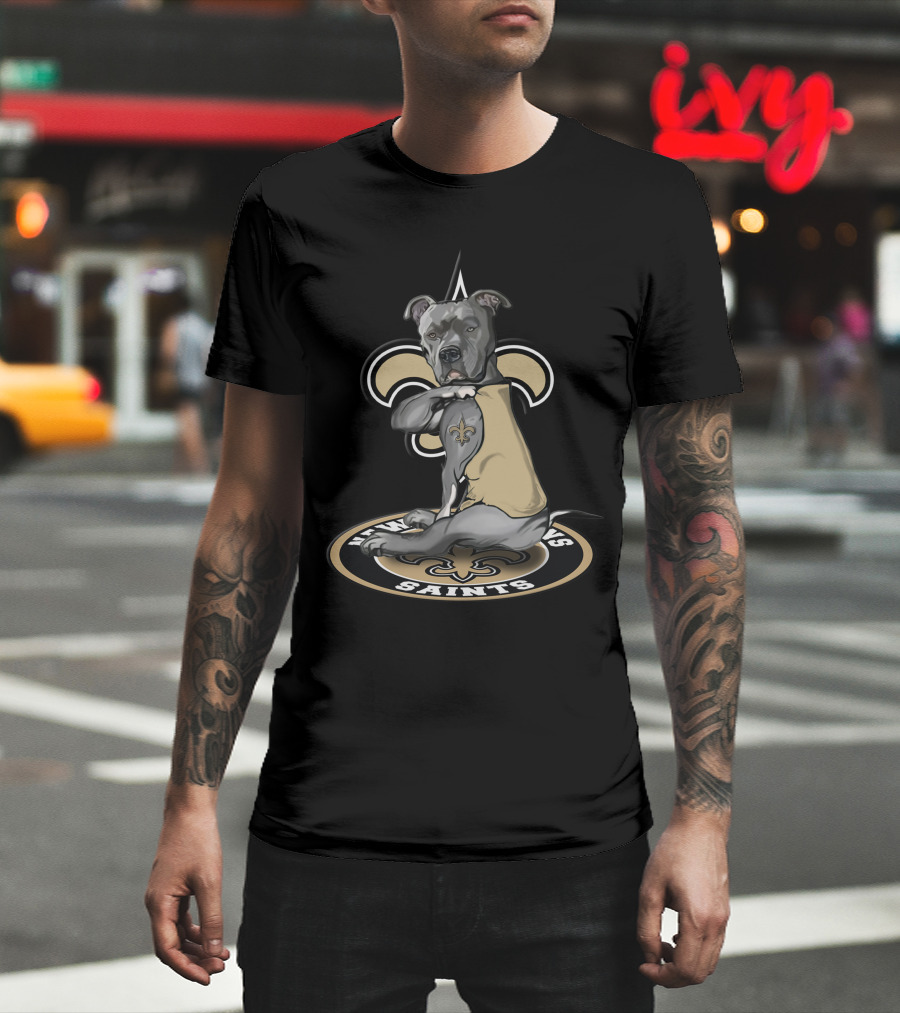 New Orleans Saints Dog With Fleur-de-Lis Tattoo 20 T-Shirt