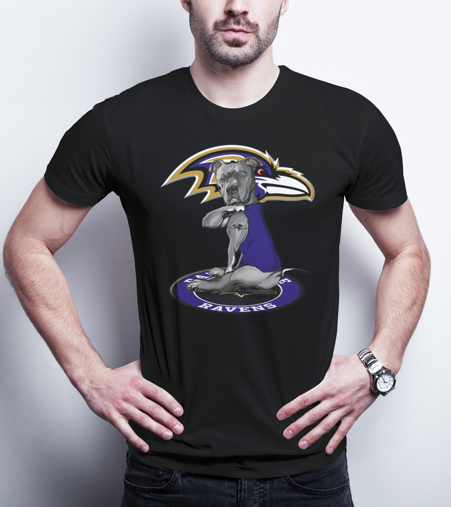 Baltimore Ravens Dog With Team T-Shirt
