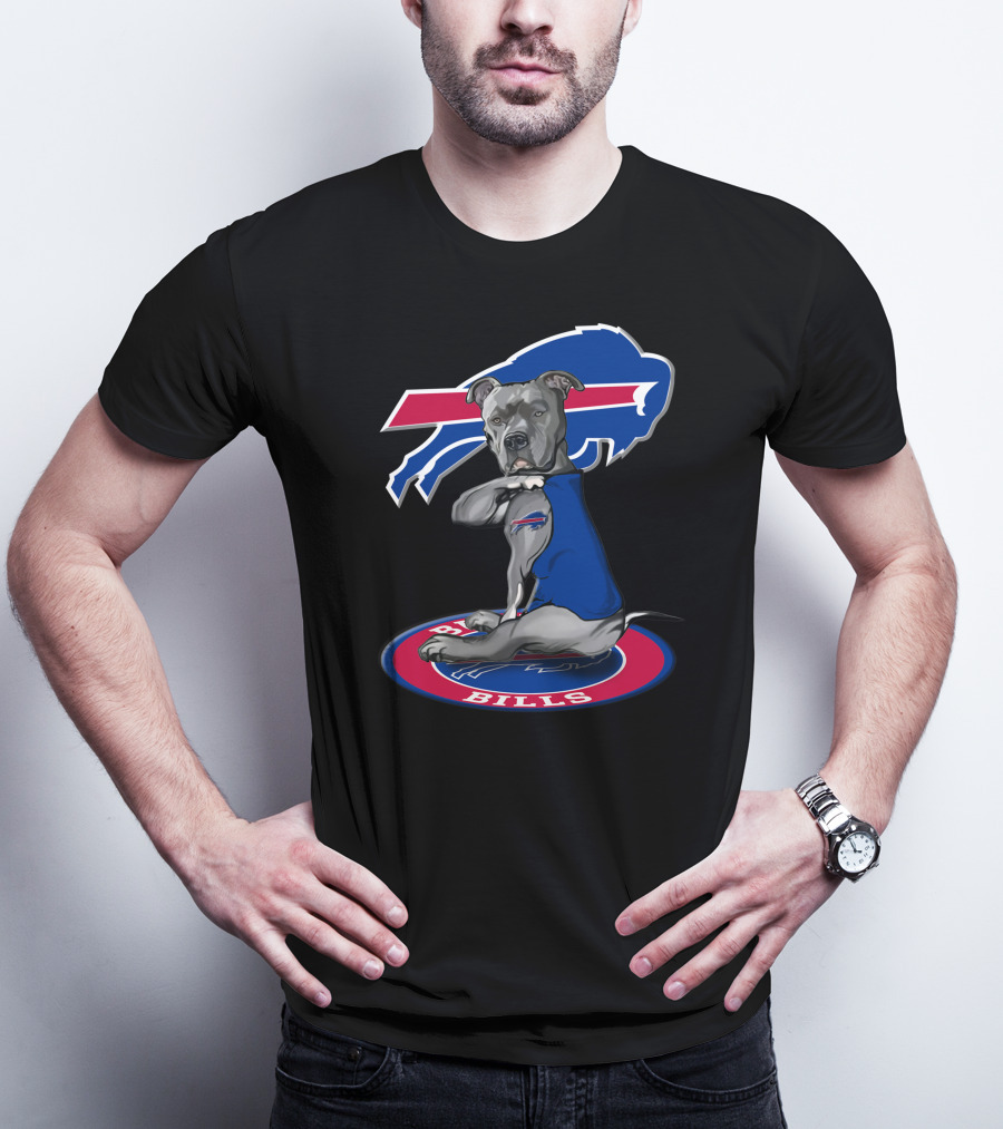 Buffalo Bills Dog With Team Logo And Colors T-Shirt