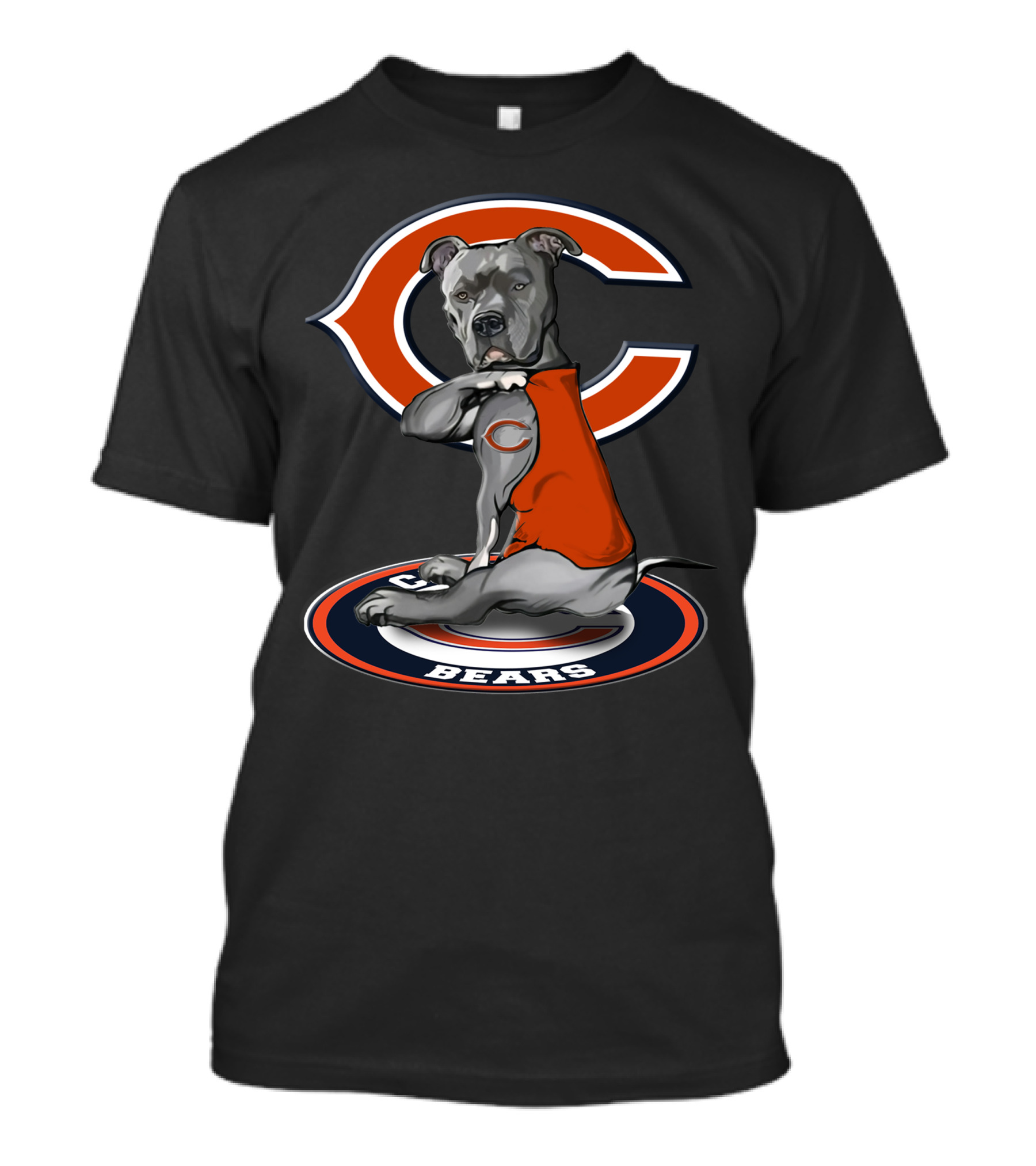 Chicago Bears Dog With Orange Jersey T-Shirt